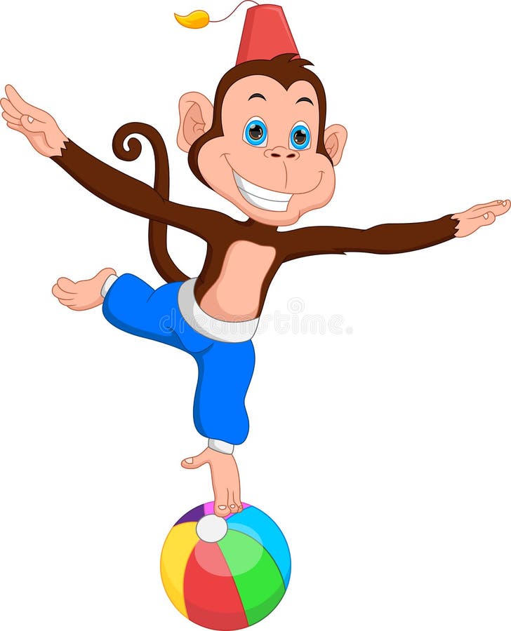 Singe De Cirque Sur Fond Blanc Illustration de Vecteur - Illustration ...