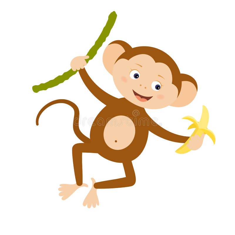 Singe drôle avec la banane illustration de vecteur. Illustration du ...
