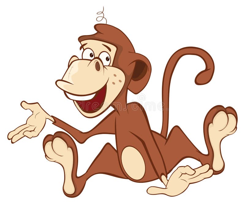 Singe gai cartoon illustration de vecteur. Illustration du espiègle ...