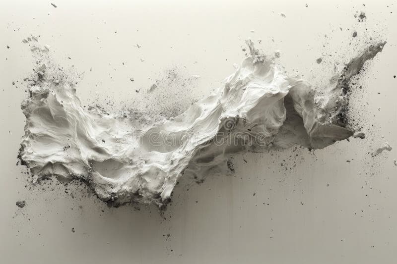 Singed Ash and Debris Floating Alone Against a Blank, Overhead Backdro ...