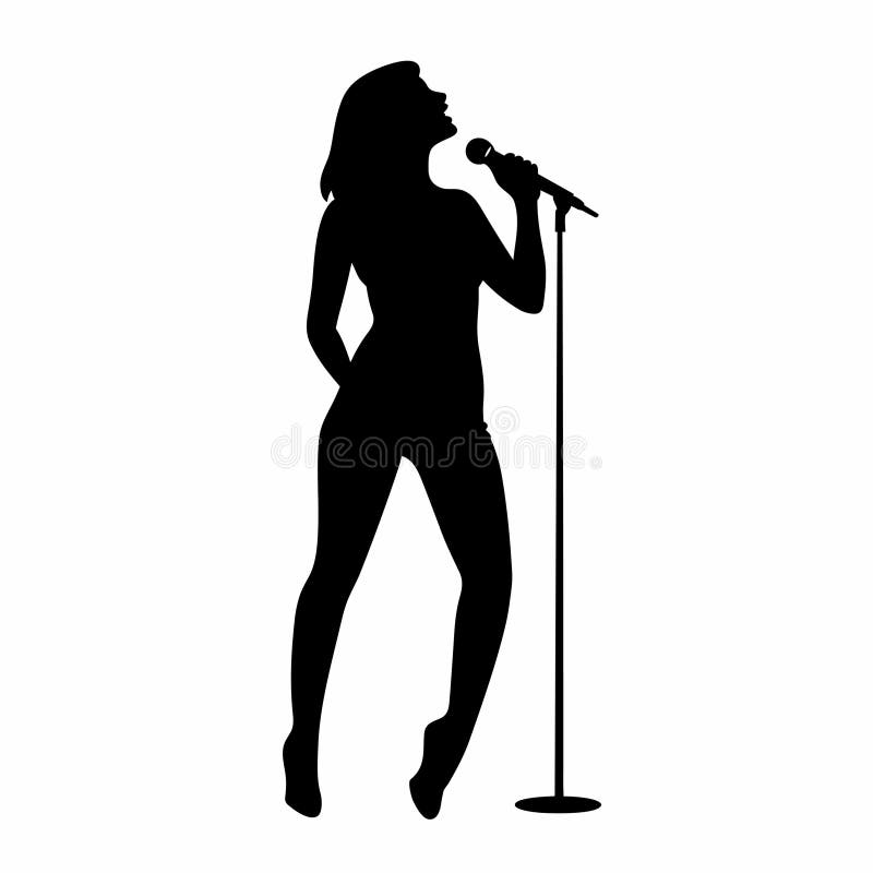 Singer Black Icon on White Background. Female Singer Silhouette Stock ...