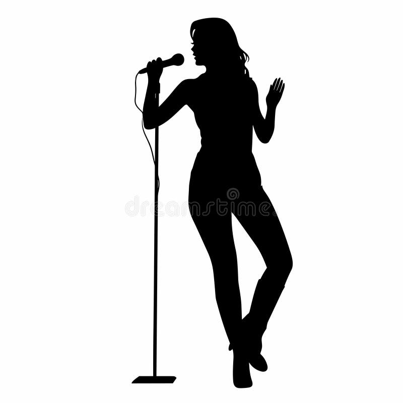 Singer Black Icon on White Background. Female Singer Silhouette Stock ...