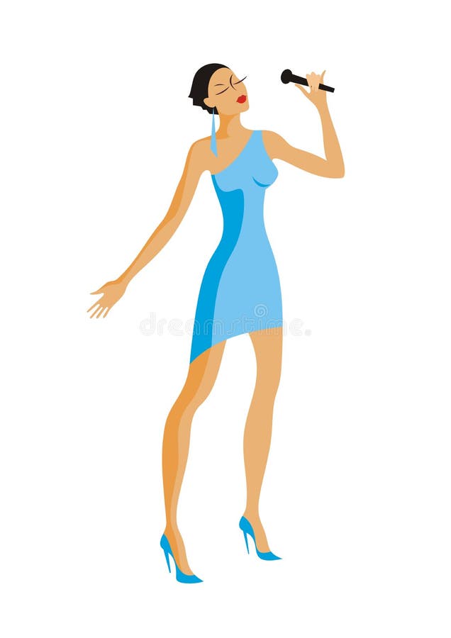 Blue Singer stock vector. Illustration of crooner, woman - 4774591