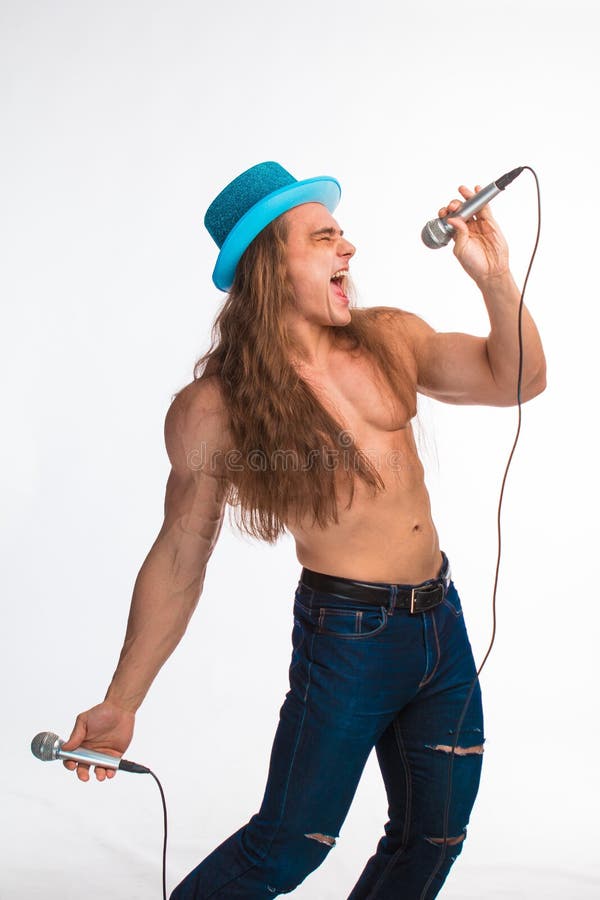 One Bodybuilder Shirtless, Muscular Standing Posing, Sport Venue ...