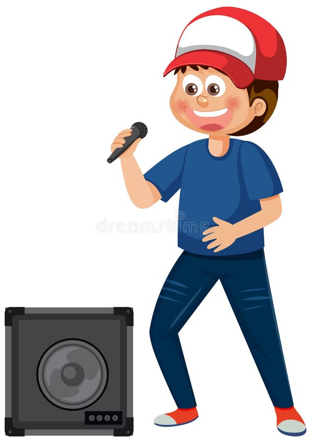 Singer Boy Holding Microphone Stock Vector - Illustration of boys ...