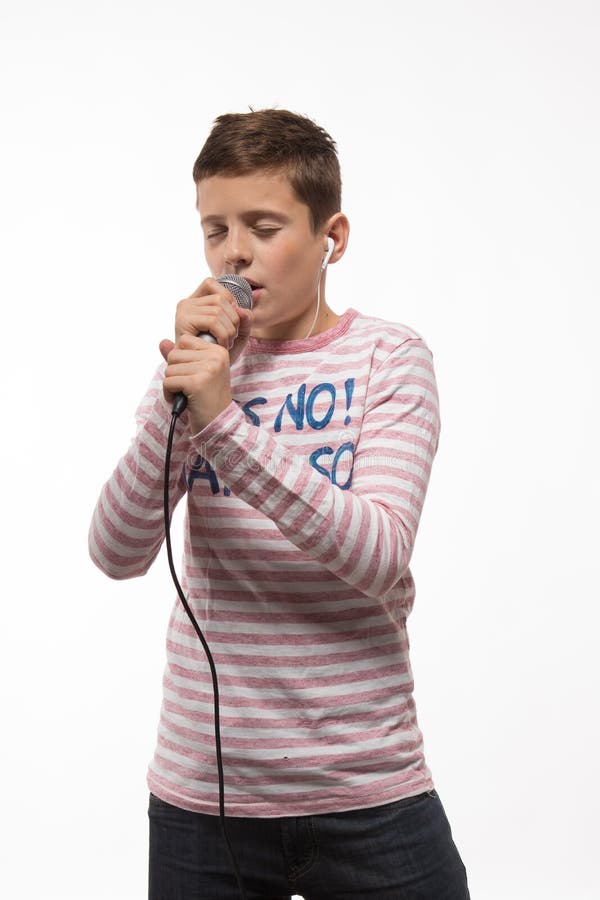 Singer Brunette Teenager Boy in a Pink Jersey in Gold Hat with a ...