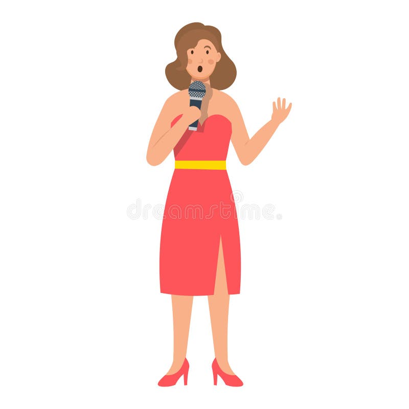 Cartoon Singer with a Microphone, Character for Children. Flat Vector ...