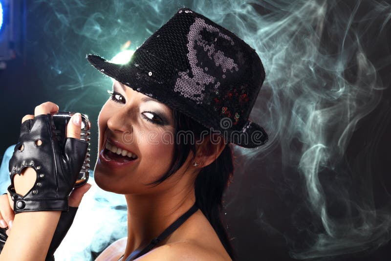 Singer girl. pop star stock photo. Image of dark, people - 11735532