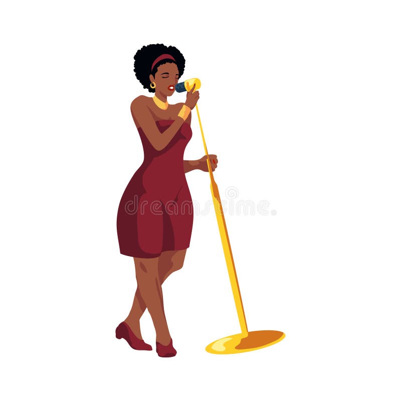 Singer with a Golden Microphone Stock Vector - Illustration of loud ...