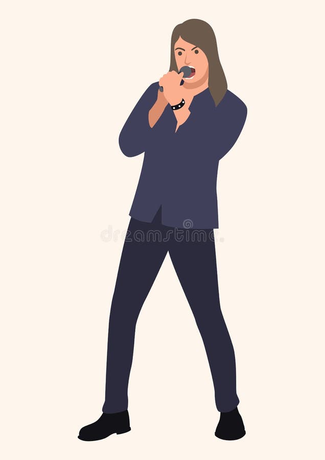 Singer Holding a Microphone Stock Vector - Illustration of sing ...