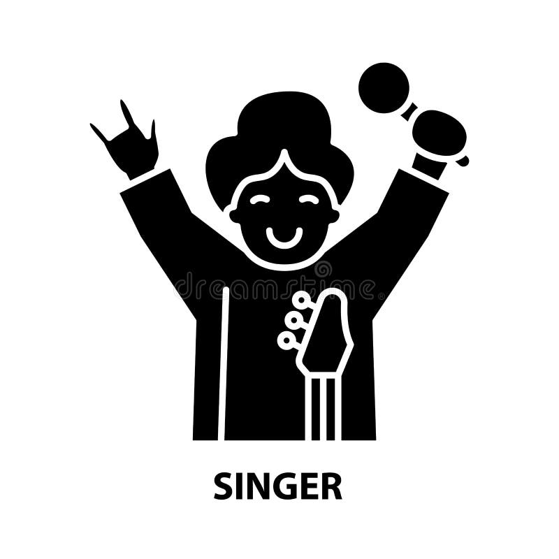 Singer Icon, Black Vector Sign with Editable Strokes, Concept ...
