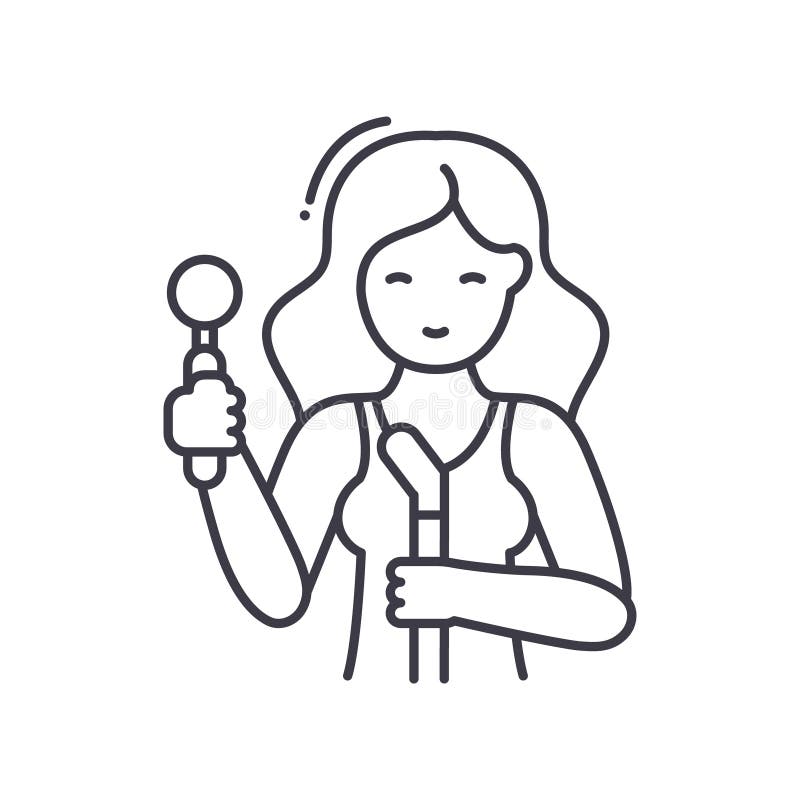 Singer Sign Icon, Black Vector Sign with Editable Strokes, Concept ...