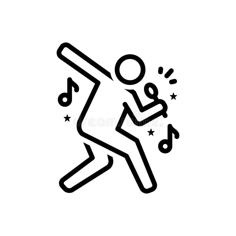 Black Line Icon for Singer, Chanter and Chorine Stock Vector ...