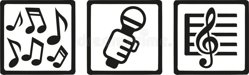 Singer Icons - Notes, Microphone, Clef Stock Vector - Illustration of ...