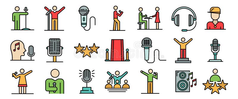 Singer icons vector flat stock vector. Illustration of entertainment ...