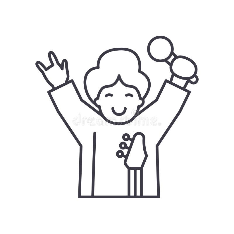 Singer Sign Icon, Black Vector Sign with Editable Strokes, Concept ...