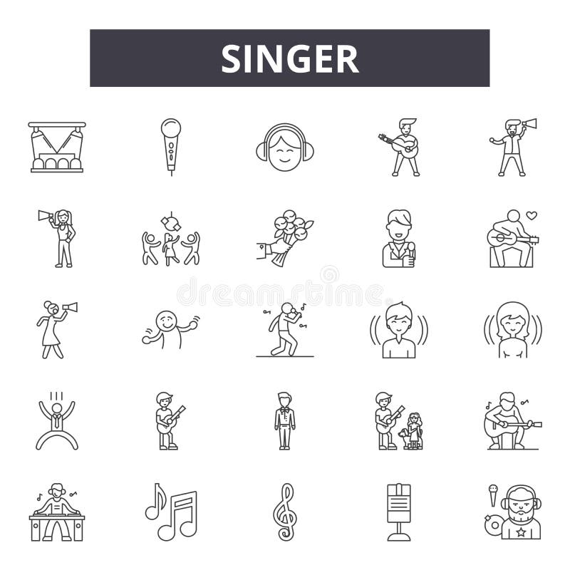 Singer Line Icons, Signs, Vector Set, Linear Concept, Outline ...