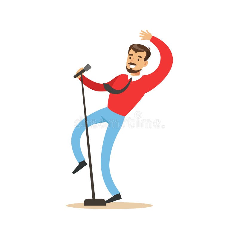 Singer Man Performing a Song Vector Illustration Stock Vector ...