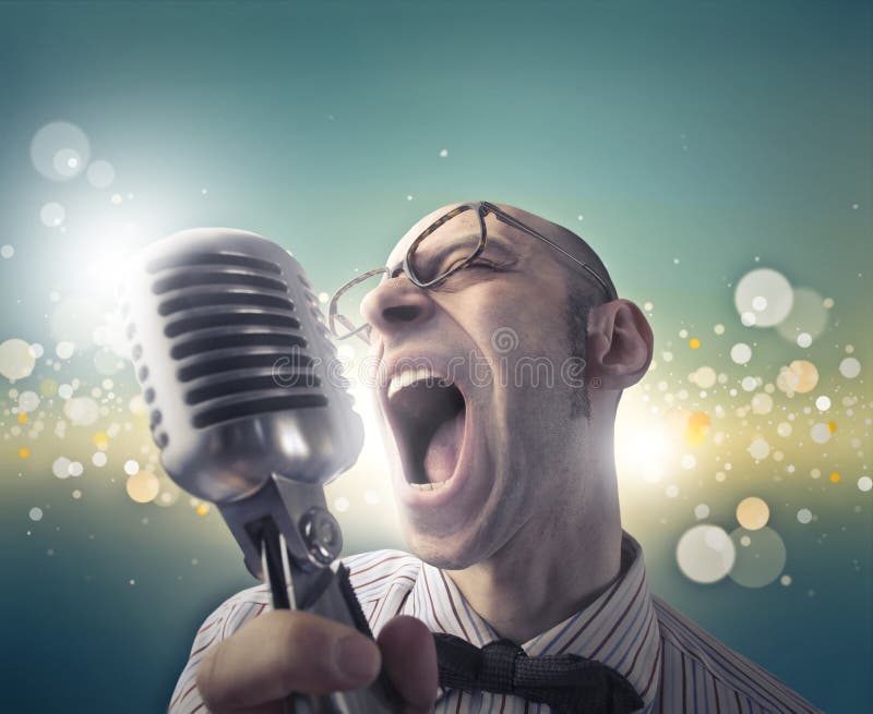 Singer stock image. Image of ironic, effect, face, microphone - 71280615
