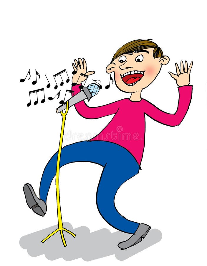 Singer with Microphone, Cartoon Stock Illustration - Illustration of ...