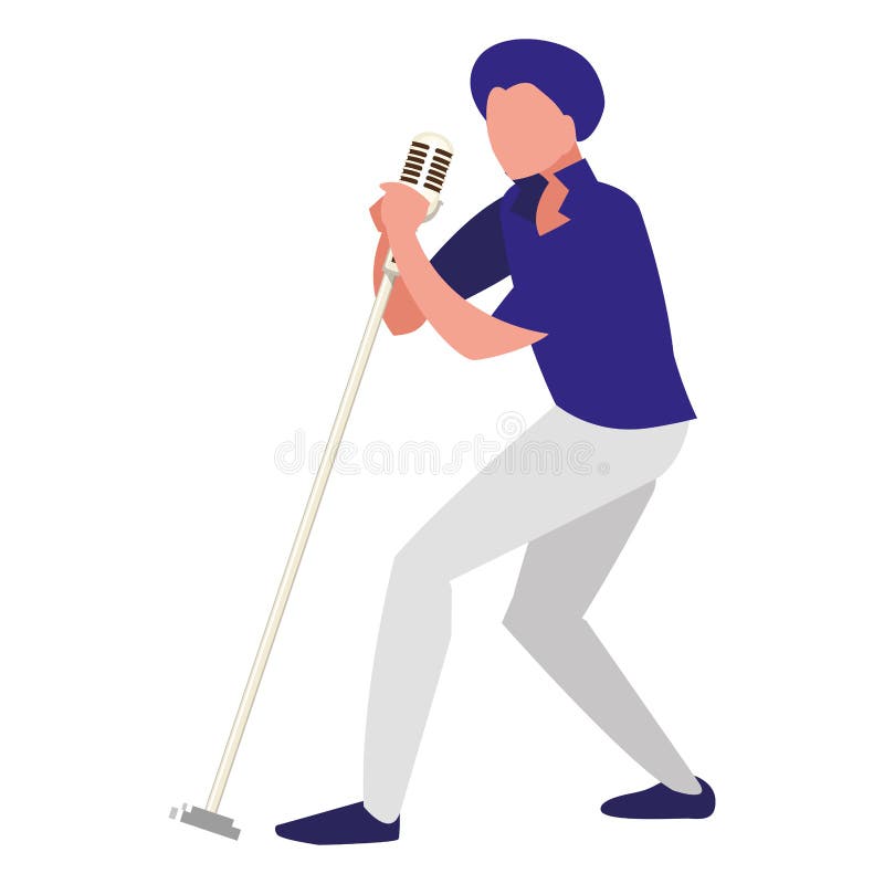 Singer with Microphone Character Stock Vector - Illustration of ...