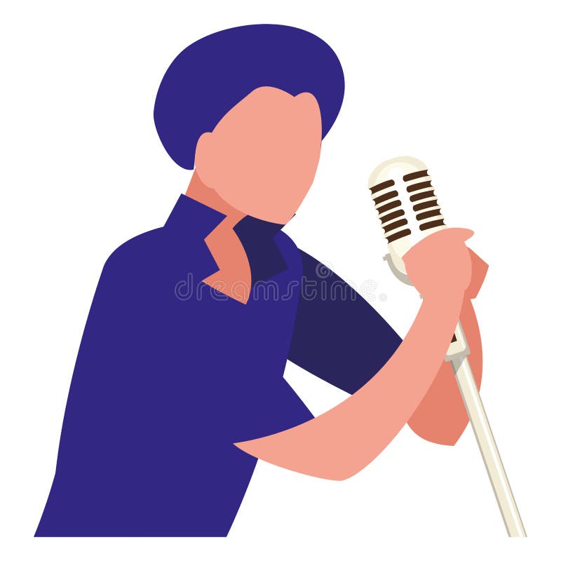 Singer with Microphone Character Stock Vector - Illustration of ...