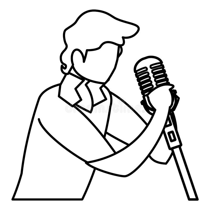 Singer With Microphone Character Stock Vector Illustration Of Singer