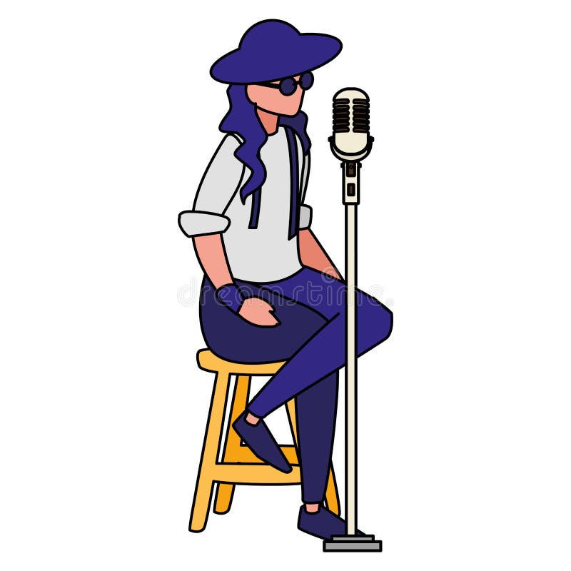 Singer with Microphone Character Stock Vector - Illustration of ...