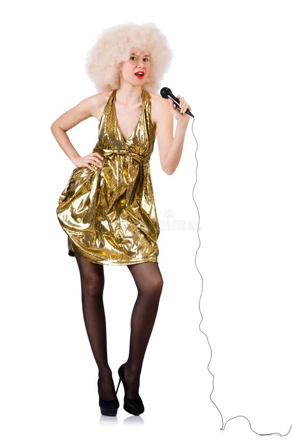 Singer with Microphone Isolated on White Stock Image - Image of concert ...