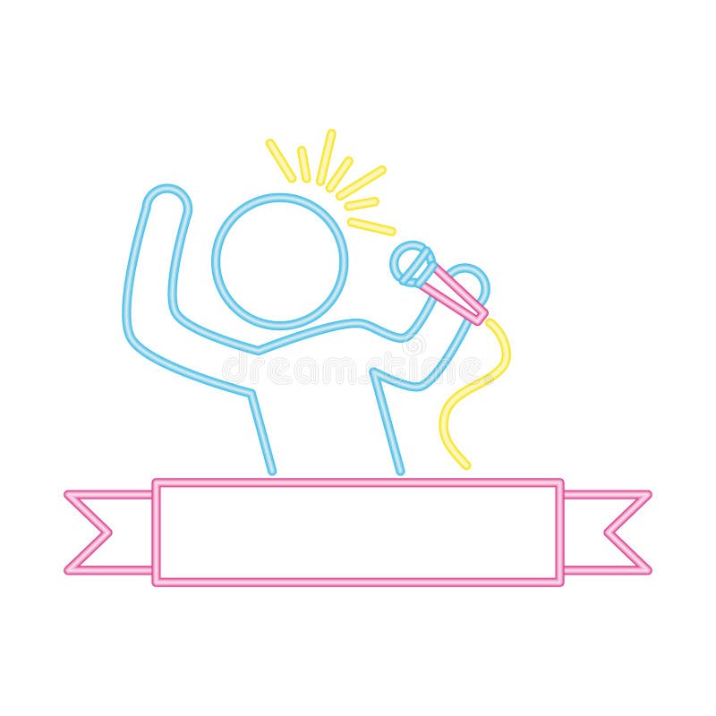 Singer Microphone Karaoke Neon Stock Vector - Illustration of concert ...