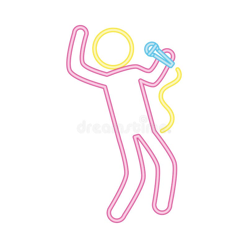 Singer Microphone Karaoke Neon Stock Vector - Illustration of stage ...