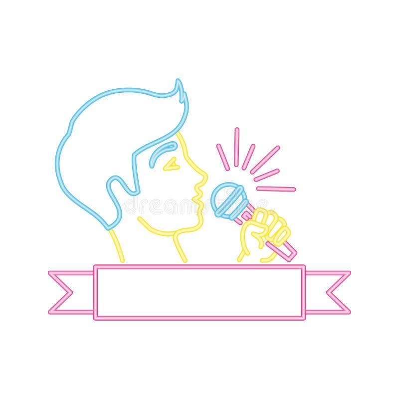 Singer Microphone Karaoke Neon Stock Vector - Illustration of concert ...