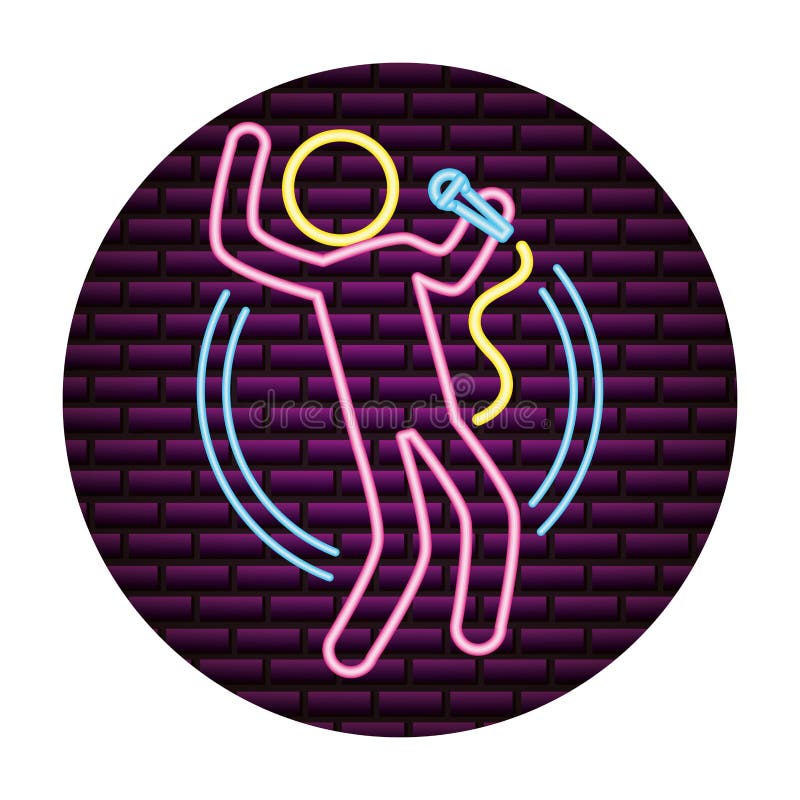 Singer Microphone Karaoke Neon Stock Vector - Illustration of light ...