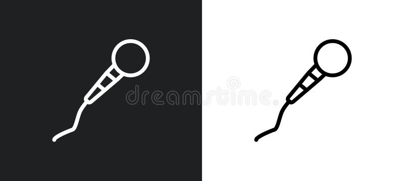 Singer with Microphone Outline Icon in White and Black Colors. Singer ...