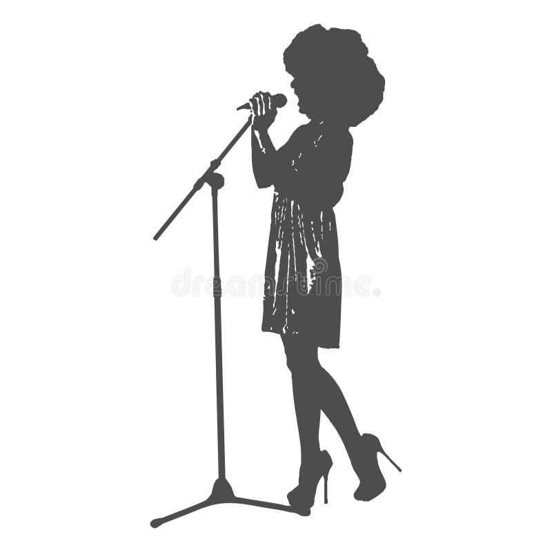 Singer with a Microphone. Vector Silhouette for Creative and Thematic ...
