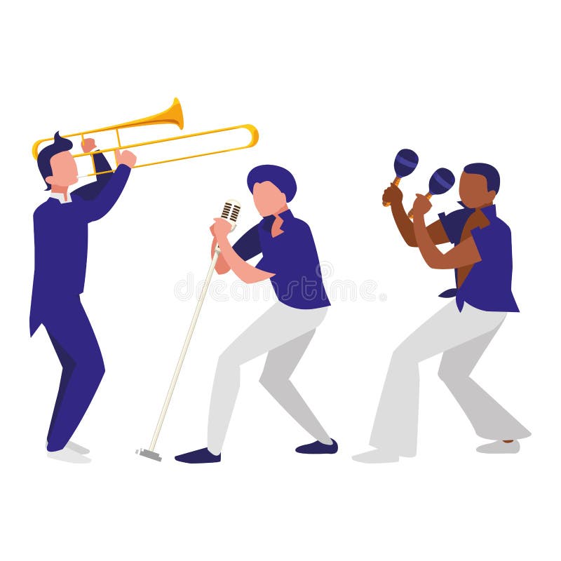 Singer and Musicians Band Characters Stock Vector - Illustration of ...