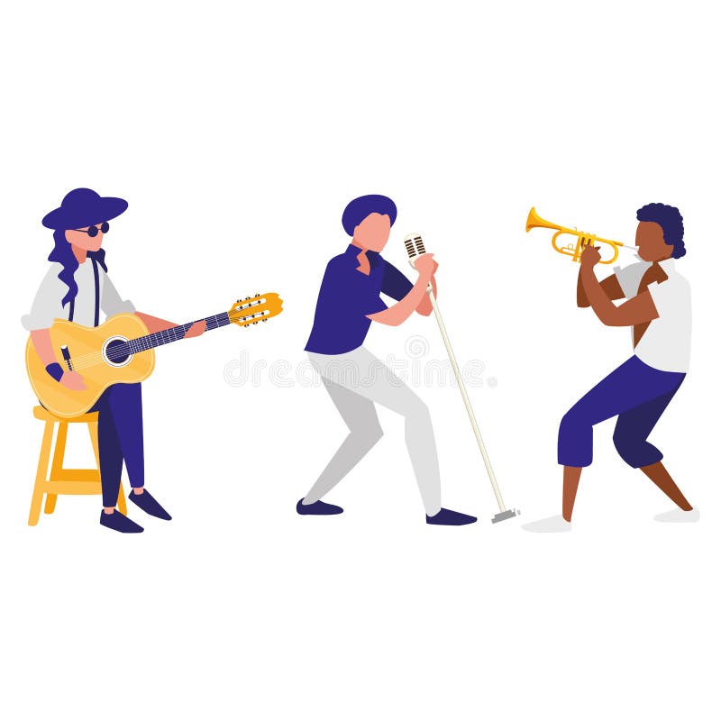 Singer and Musicians Band Characters Stock Vector - Illustration of ...