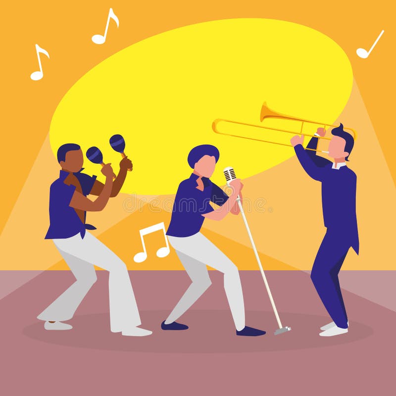 Singer and Musicians Band Characters Stock Vector - Illustration of ...