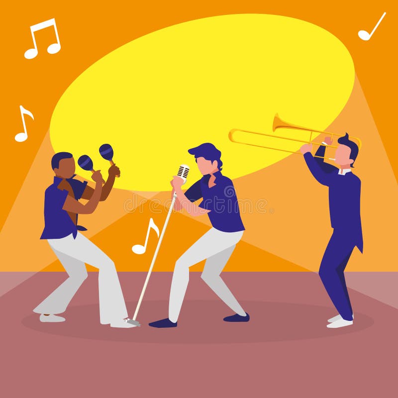 Singer and Musicians Band Characters Stock Vector - Illustration of ...