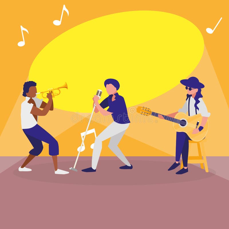 Singer and Musicians Band Characters Stock Vector - Illustration of ...