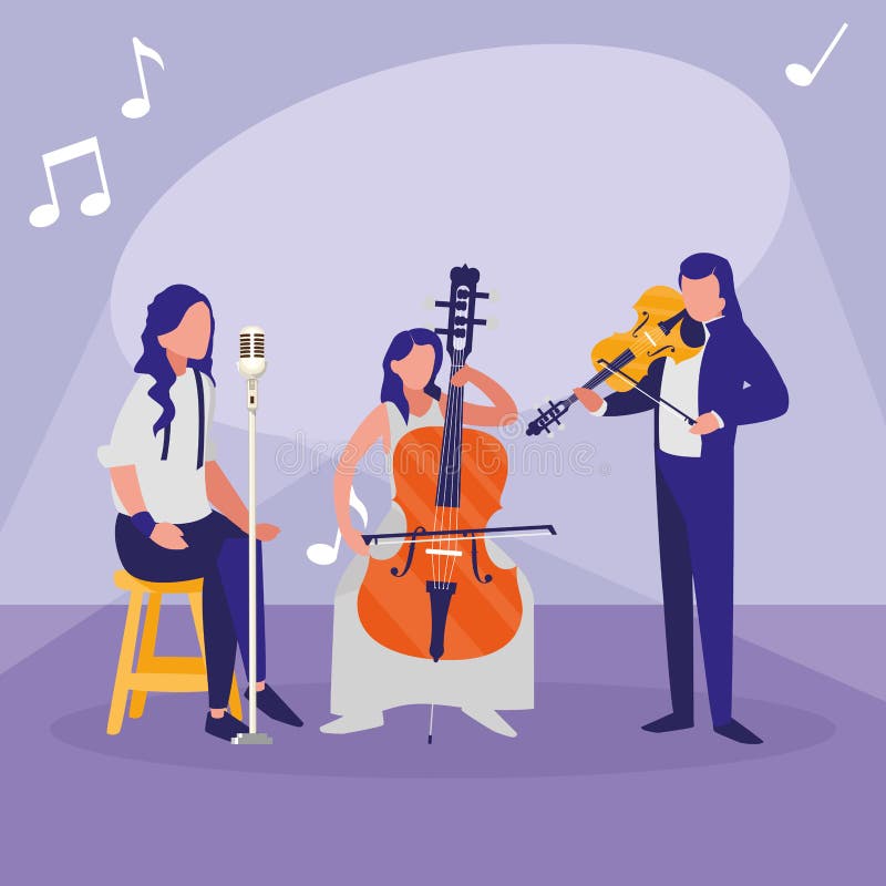 Singer and Musicians Band Characters Stock Vector - Illustration of ...