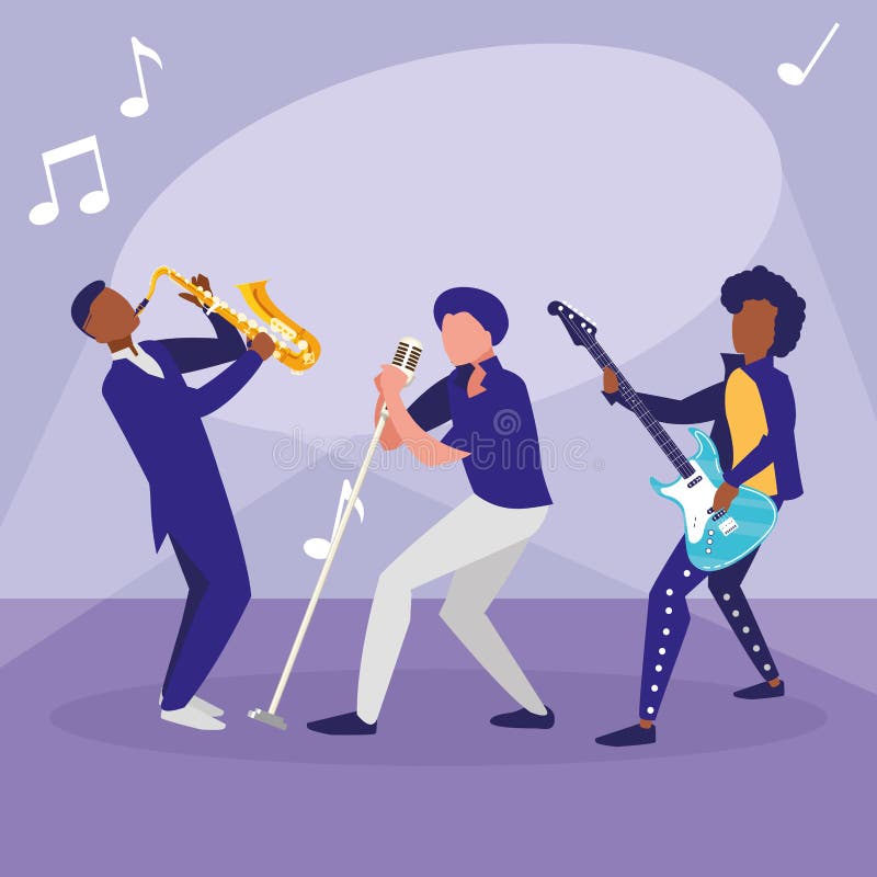 Singer and Musicians Band Characters Stock Vector - Illustration of ...