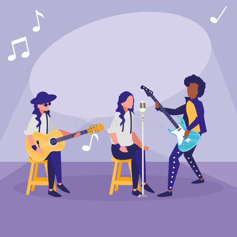 Singer and Musicians Band Characters Stock Vector - Illustration of ...