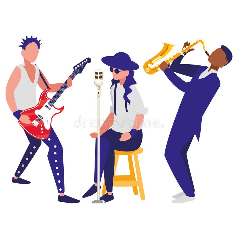 Singer and Musicians Band Characters Stock Vector - Illustration of ...