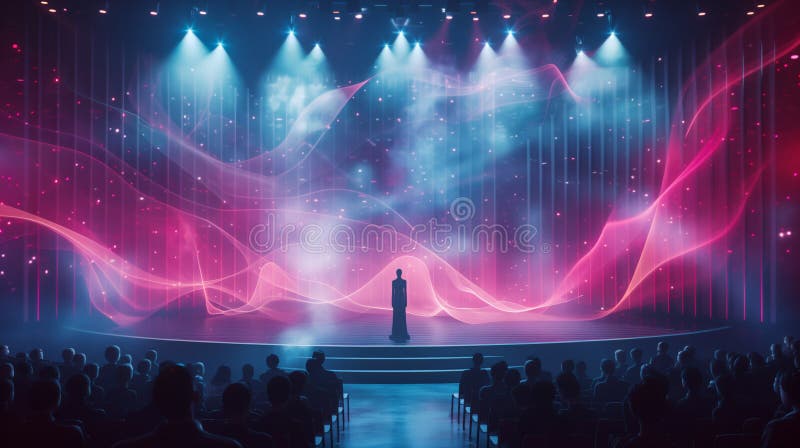 A Singer Passionately Performing in Front of a Stage with Audience in ...