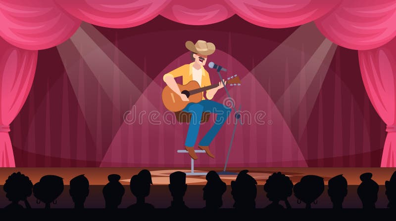 Singer Performance. Active Character Singing on Concert Stage Exact ...