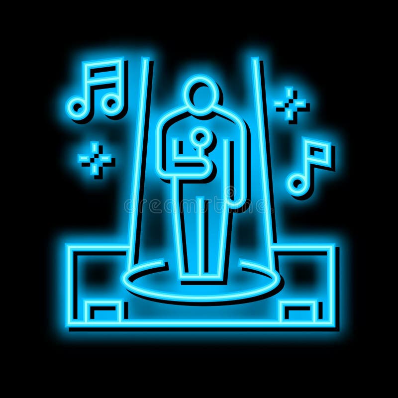 Singer Performance Song on Stage Neon Glow Icon Illustration Stock ...