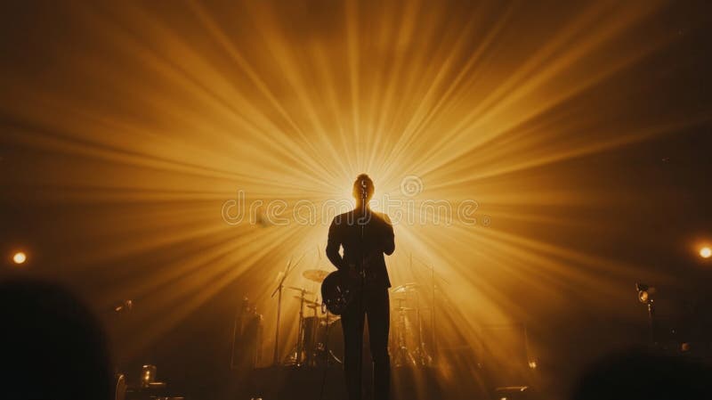Singer Performing on Stage with Dramatic Light Show Stock Illustration ...