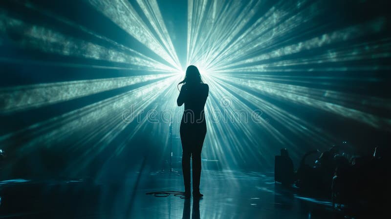 Singer Performing on Stage with Dramatic Light Show Stock Illustration ...