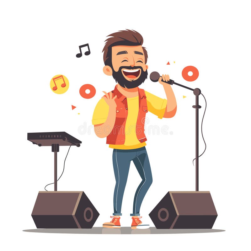 Singer Performing on Stage, Vector Illustration Stock Vector ...